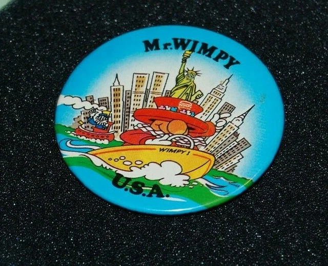 VINTAGE MR WIMPY U.S.A Button Badge 1980's £3.99 - PicClick UK