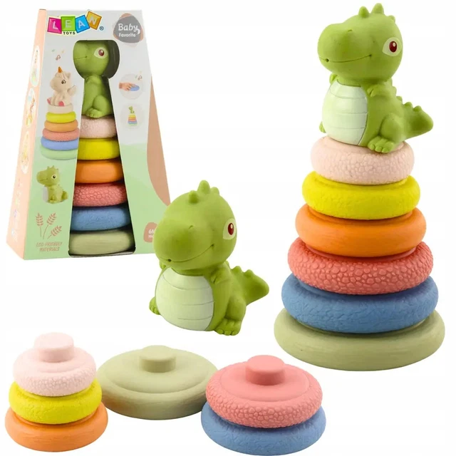 MIĘKKA PIRAMIDA SENSORYCZNA Dinozaur Gumowa EKO Kolorowa LEAN Toys £6. ...