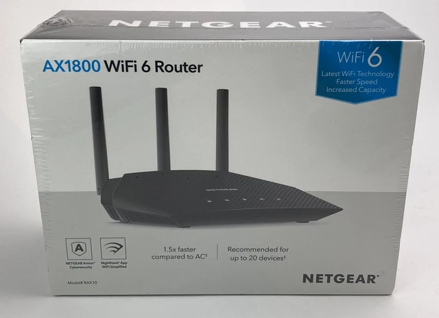 NETGEAR RAX10 WI-FI 6 IEEE 802.11ax Ethernet Wireless Router NEW $39.95 ...