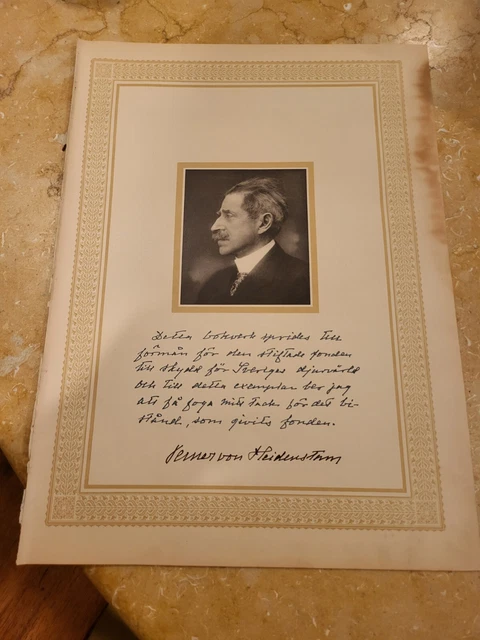 HAND SIGNED NOBEL Winner Verner von Heidenstam portrait from Svenska ...