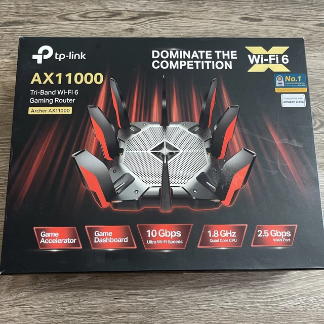 TP-LINK ARCHER AX11000 Tri-Band Wi-Fi 6 Gaming Router - Black/Red NEW ...