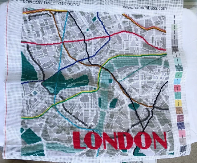 HANNAH BASS NEEDLEPOINT Kit London Metro Map 41 x 41cm Complete Kit ...