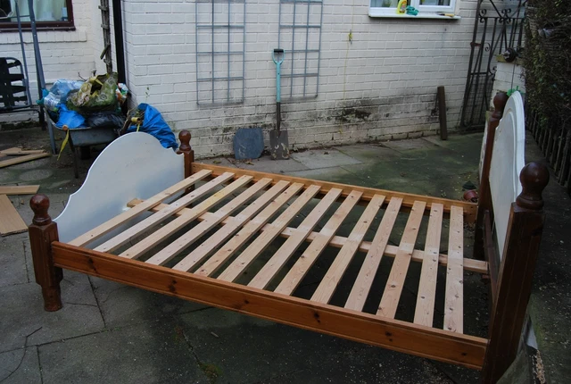 LARGE SHABBY CHIC Pine Double Bed Base, Complete With All Fittings. £ ...