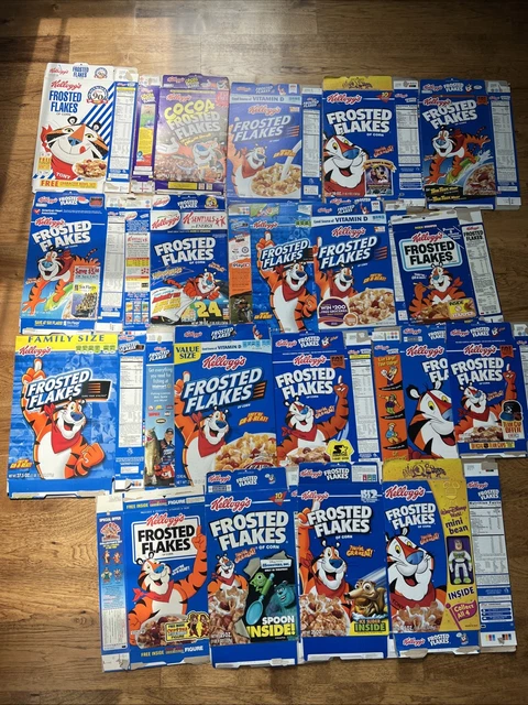 VINTAGE LOT 19 different Kellogg’s Frosted Flakes cereal boxes 1980s To ...