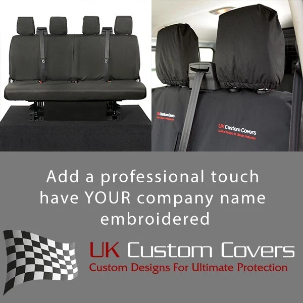 FORD TRANSIT VAN Mk8 Double Chassis Rear Seat Covers (2014+) Embroidery ...