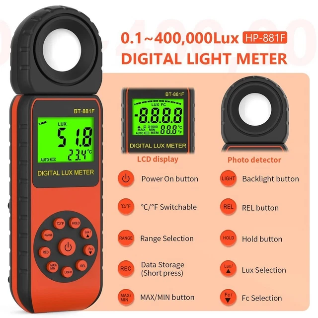 DIGITAL LIGHT METER with Auto Power Off and Wide Measurement Range ...