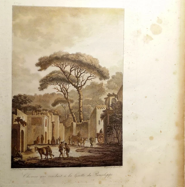 INCISIONE SU RAME acquarellata non coeva Grotta di Posillipo Saint Non ...
