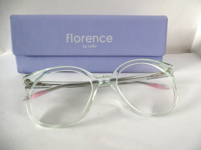 FLORENCE BY MILLS Translucent Green & Pink Oval Eye Glasses & Case ...