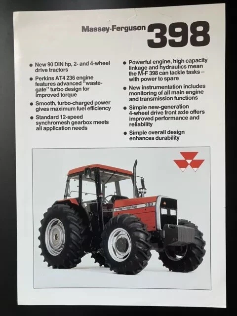MASSEY FERGUSON 398 TRACTOR BROCHURE SALES LEAFLET FARM MODEL 2/4wd CLASSICS £3.84 - PicClick UK