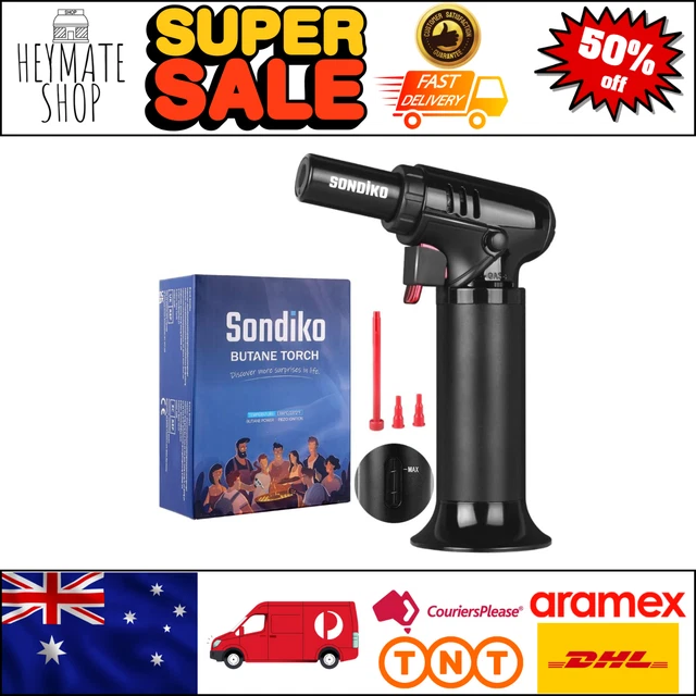 BUTANE TORCH W/ Fuel Gauge Refillable Kitchen Torch Lighter w/ Safety ...