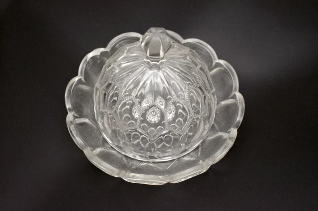 ANTIQUE STEIMER Glass Company Covered Cheese/Butter Dish EAPG Pressed ...