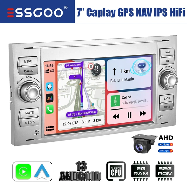 FÜR FORD FOCUS Transit MK7 Android 13 32G Carplay Autoradio GPS NAVI ...