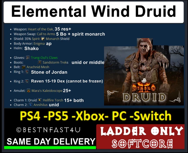 S5 LADDER FURY DRUID WEREWOLF FULL GEAR PC-XBOX-PS4-PS5-SWITCH Diablo 2 Res D2R £57.67 - PicClick UK