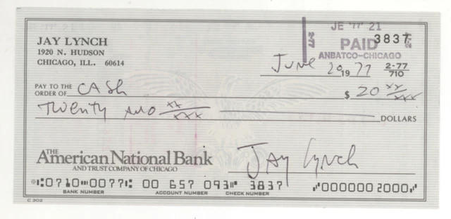 GENUINE 1977 JAY Lynch Signed Underground Comix Cartoonist Cancelled ...