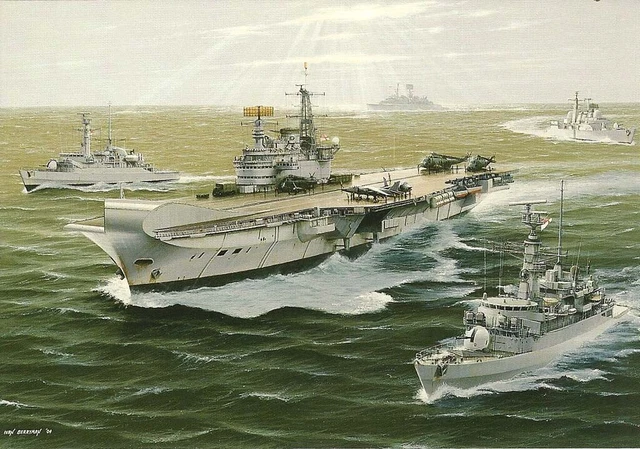 (B41) HMS HERMES with HMS Arrow HMS Ardent HMS Glamorgan HMS Sheffield ...