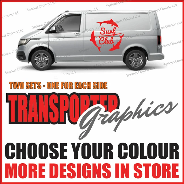 VW TRANSPORTER Graphic Volkswagen T4 T5 T6 Camper Van Decals Surf Board ...
