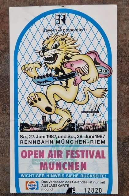 TICKET, OPEN AIR Festival München 27. und 28.06.1987, Rennbahn München-Riem EUR 19,99 - PicClick DE