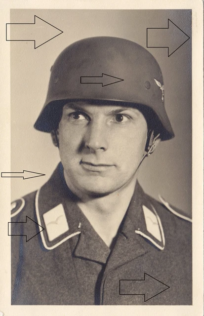 FOTO ORIGINAL HG Luftwaffe Helmet Portrait, Räritat. EUR 75,00 ...