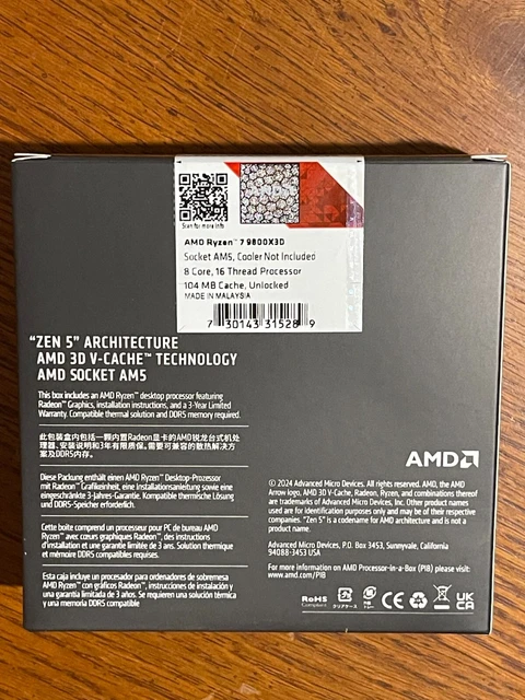 AMD RYZEN 7 9800X3D 8-Core, 16-Thread Desktop Processor $774.85 - PicClick CA