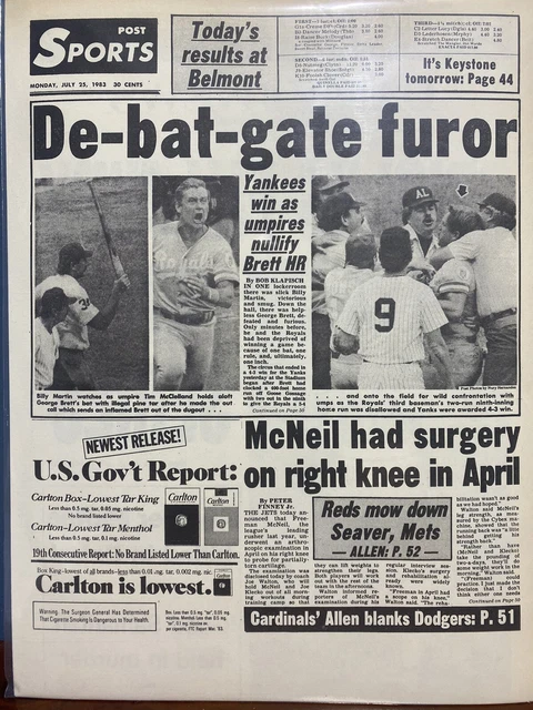 VINTAGE NEWSPAPER HEADLINE George Brett De-Bat-Gate Called Out For Pine ...