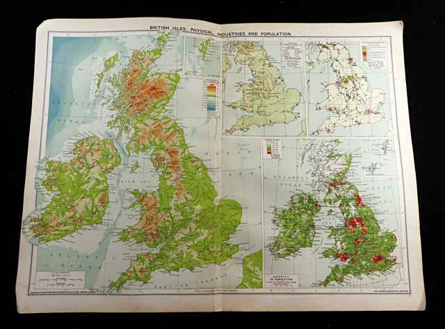 WW2 MAP GREAT Britain British Isles Industry England Wartime War ...