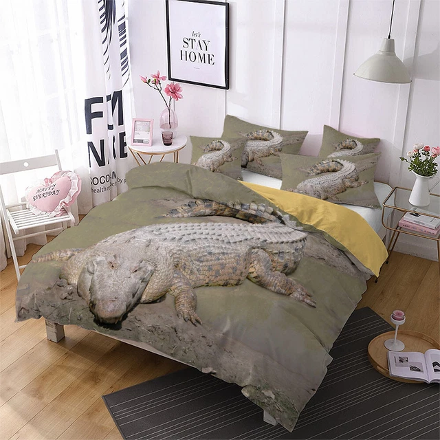 3D CROCODILE DOONA/DUVET/QUILT Cover Bedding Set Animal Queen King ...