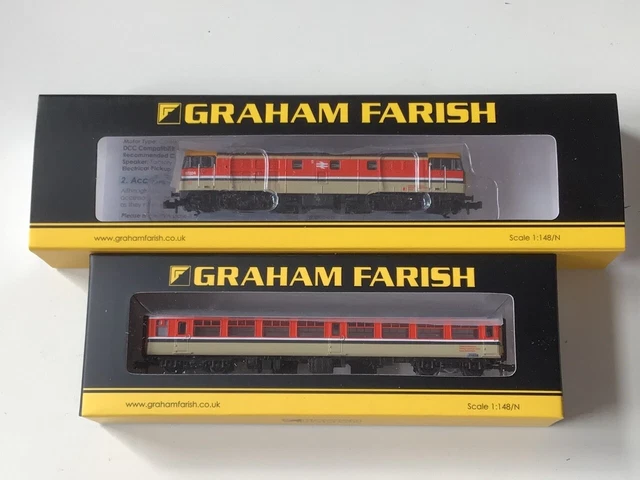 GRAHAM FARISH N Gauge RTC Class 31 locomotive No. 97204 and Mk2 Test ...