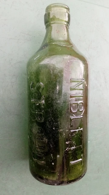 VINTAGE MARLES PATENT Niblett Stroud Green Glass Dumpy Bottle £7.00 ...