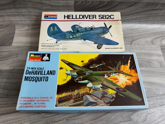 VINTAGE MONOGRAM PLANE Jet Model Sets De Havilland Mosquito Helldiver ...