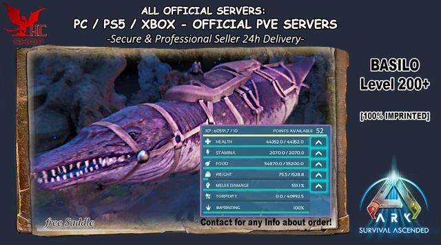 ARK SURVIVAL ASCENDED PC/PS5/XBOX - Offizieller PVE-BASILO [44k HP-551 ...