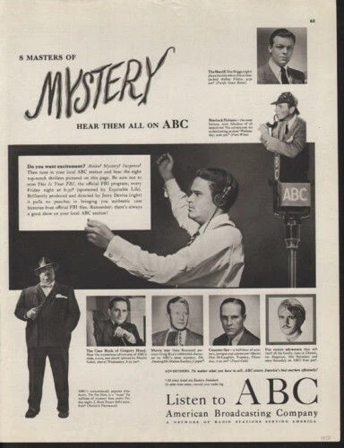 1950 ABC SHERLOCK Holmes Don Briggs Min Gabel Tv Ad 10921 £24.29 ...