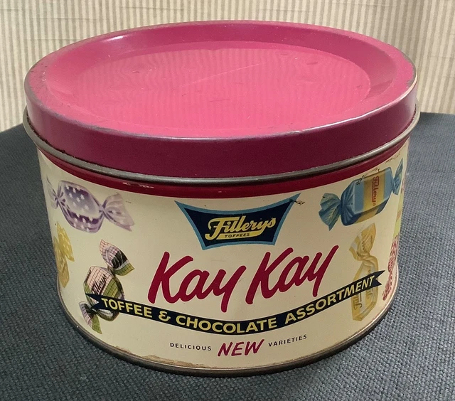 RARE VINTAGE FILLERYS Kay Kay Toffee & Chocolate Assortment 1lb Tin £9. ...