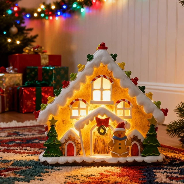 GINGERBREAD HOUSE LIGHT up Christmas Village-Collectible Buildings ...