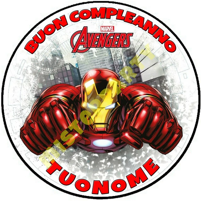 CIALDA - OSTIA per torte Iron Man Avengers grande Formato A3 tonda 28cm ...