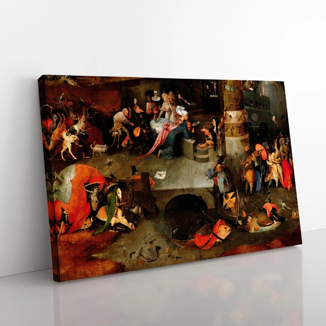 LA TENTAZIONE DI Sant'Antonio di Hieronymus Bosch tela arte da parete stampa incorniciata EUR 22 ...