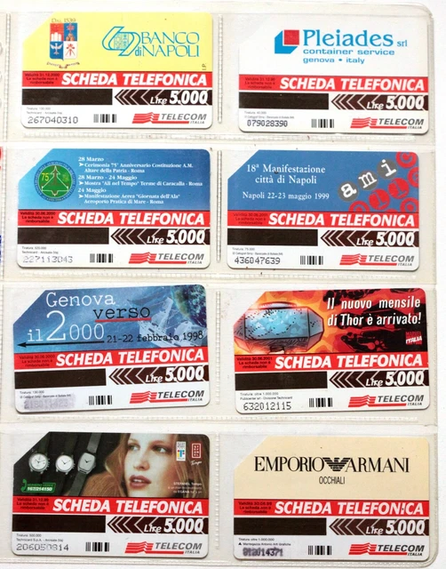 ART.2410-N.8 TELEPHONCARDS TELECOM ITALIA(Lire 5.000) alcune a tiratura limitata EUR 5,20 ...