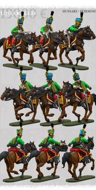 NAPOLEONIC AUSTRIAN CAVALRY Hussars Skirmish Order Set B 3x Mounted ...
