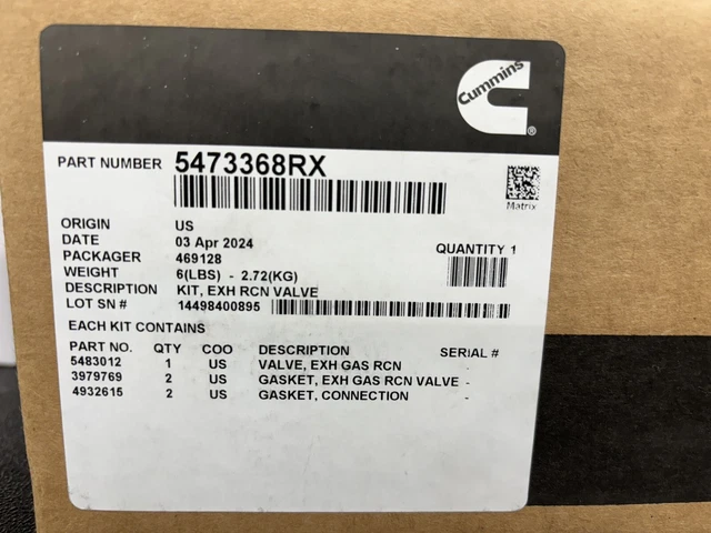 5473368RX CUMMINS EGR Exhaust Gas Recirculation Valve $718.36 - PicClick CA