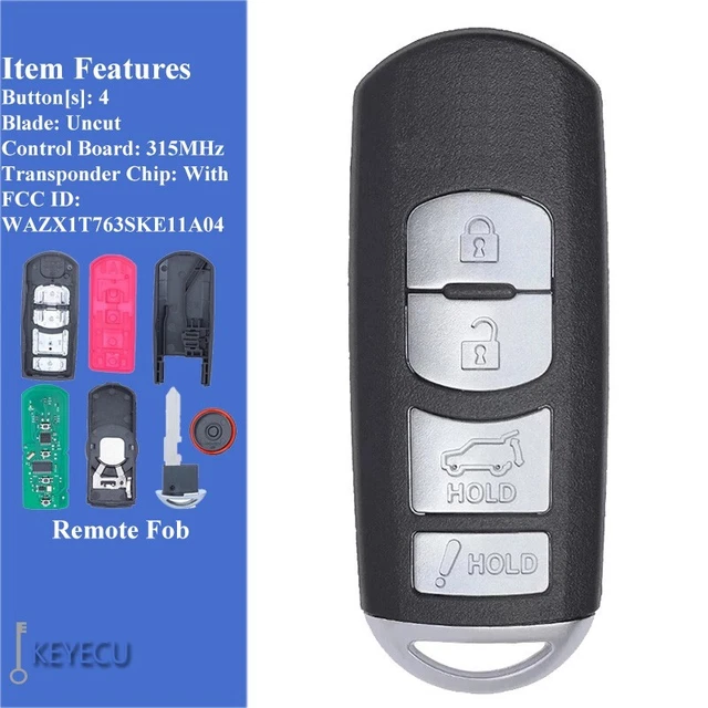SMART REMOTE KEY Fob WAZX1T763SKE11A04 for Mazda 2010-2015 CX-9, 2010 ...