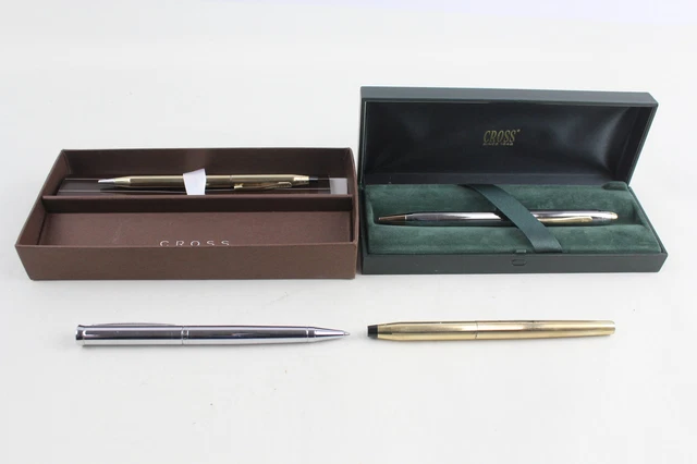 CROSS PENS INC Vintage, Biro, Boxed, Rolled Gold, Chrome, Etc x 4 £8.50 ...