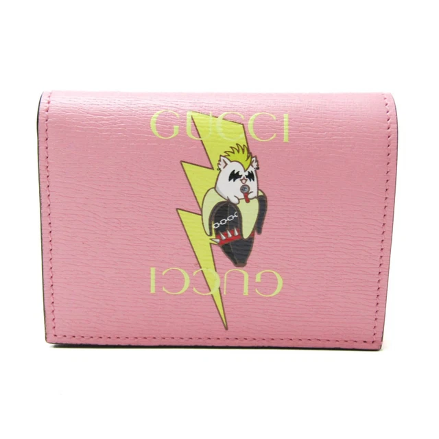 GUCCI BANANYA 701009 Women's Leather Wallet (bi-fold) Multi-color,Pink ...