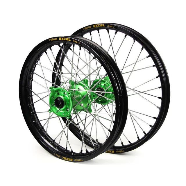 KAWASAKI KX250F 2004-2024 21/19 Wheelset Pair Black Excel Rim Green SM ...
