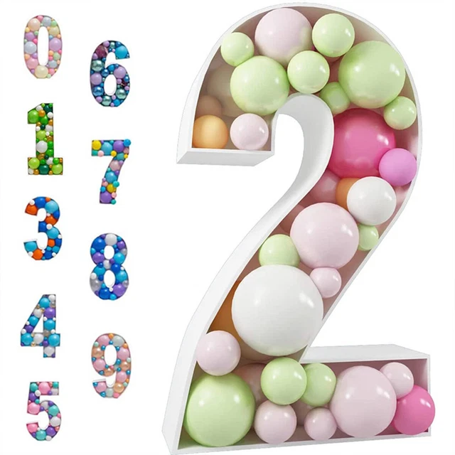 73CM LARGE NUMBER Balloon Frame Mosaic Balloon Filling Box Number Stand ...