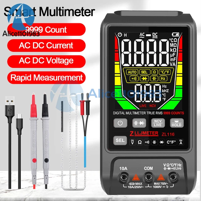 DIGITAL SMART MULTIMETER AC DC Voltmeter Ammeter Resistance Ohm Meter ...