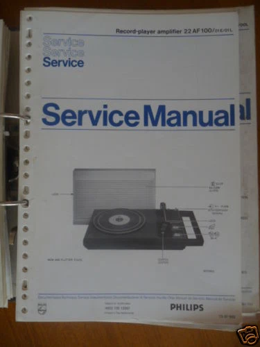 PHILIPS MANUAL DE Servicio 22 Af 100 Tocadiscos, Original EUR 7,72 ...