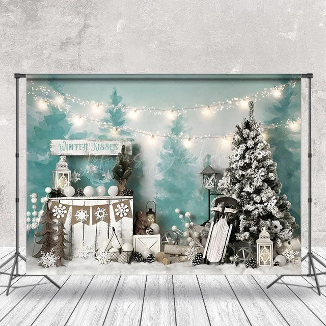 LOFARIS WATERCOLOR TREES Winter Kisses Christmas Backdrop $37.90 ...