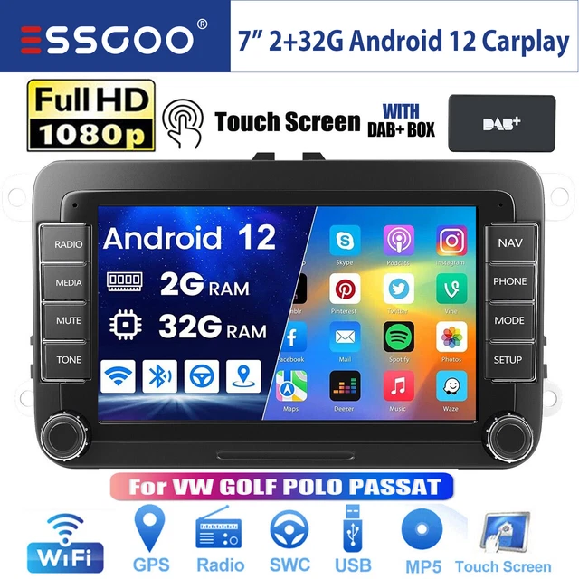 7& DAB+ ANDROID 12 Autoradio Carplay GPS Navi pour VW Passat Touran GOLF 5 6 Polo EUR 159,32 ...