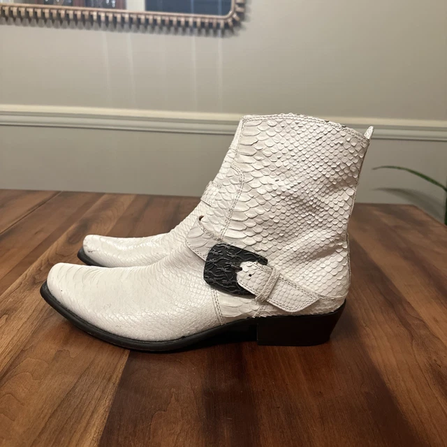 DONALD J PLINER Men's Western Couture Collection White Python Skin ...