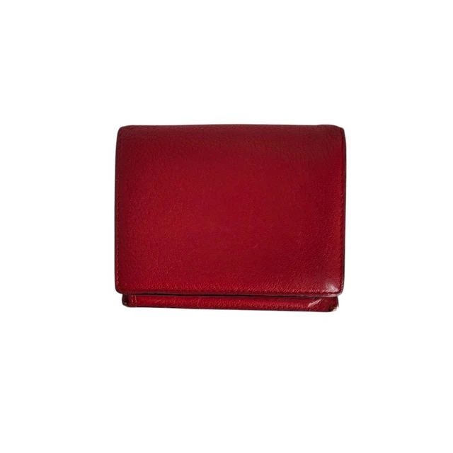 MIUMIU MIU MADRAS City Calfskin Logo Compact Wallet Bifold 5MV204 Red ...