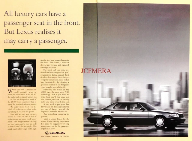 LEXUS 'LS400' SALOON Motor Car ADVERT : Original 1993 Print 668/42 $5. ...